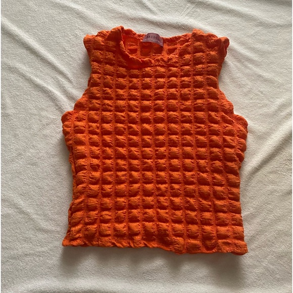 Tops | Orange Popcorn Tank | Poshmark